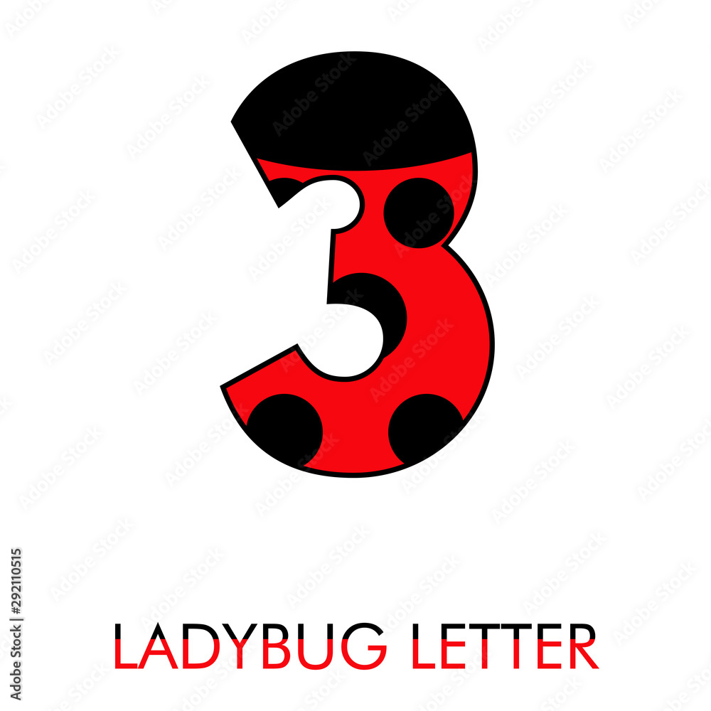Logotipo número 3 como patrón de mariquita en rojo y negro Stock Vector ...