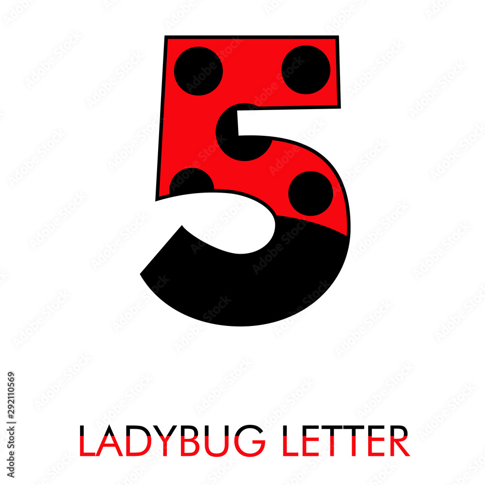 Logotipo número 5 como patrón de mariquita en rojo y negro Stock Vector ...