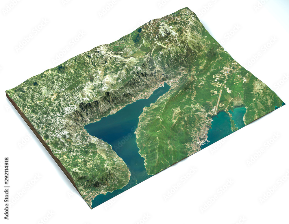 Satellite view of the largest fjord in the Mediterranean. The Bay of ...