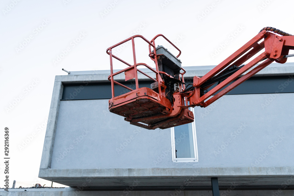 Telescopic elevator on construction site Stock Photo | Adobe Stock