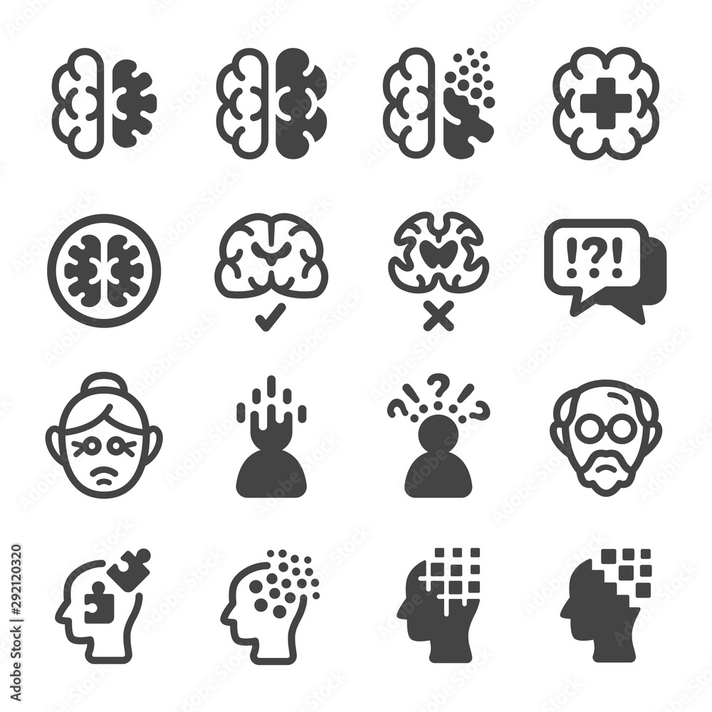 alzheimer disease icon set,vector and illustration Stock Vector | Adobe ...