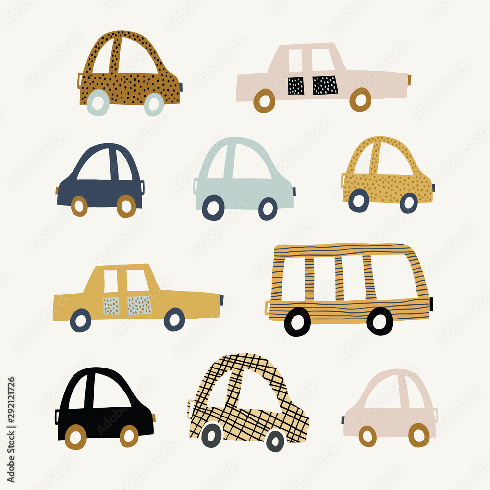 Kids illustration with cute cars Stock Vector | Adobe Stock