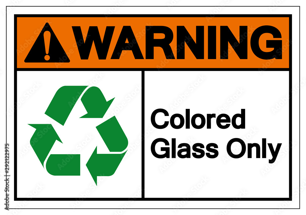 Warning Colored Glass Only Symbol Sign ,Vector Illustration, Isolate On ...