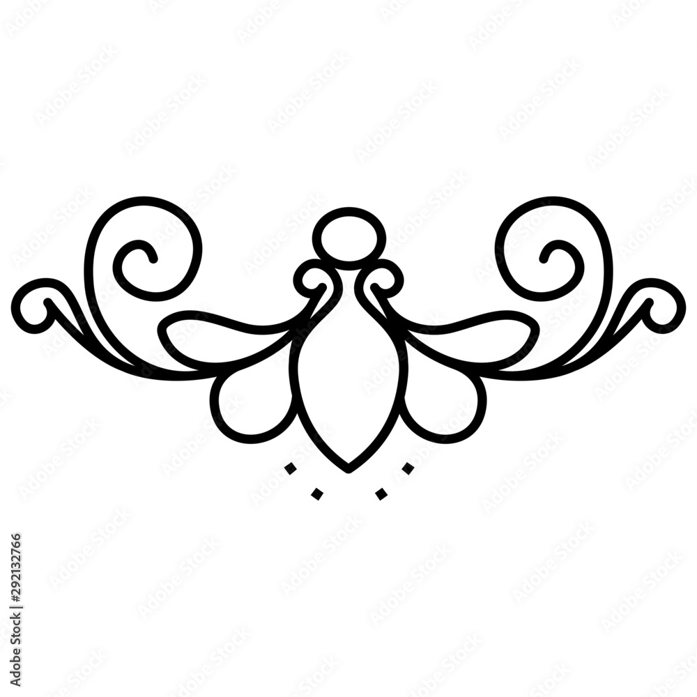 Horizontal floral logo design in outlines Stock Vector | Adobe Stock