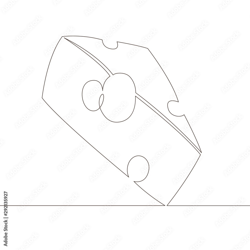 One continuous single drawn line art doodle a piece of cheese Stock ...