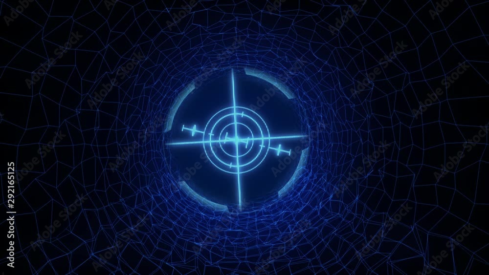 Technology 4K Digital Fly Through Space Tunnel HUD Spin Crosshairs ...