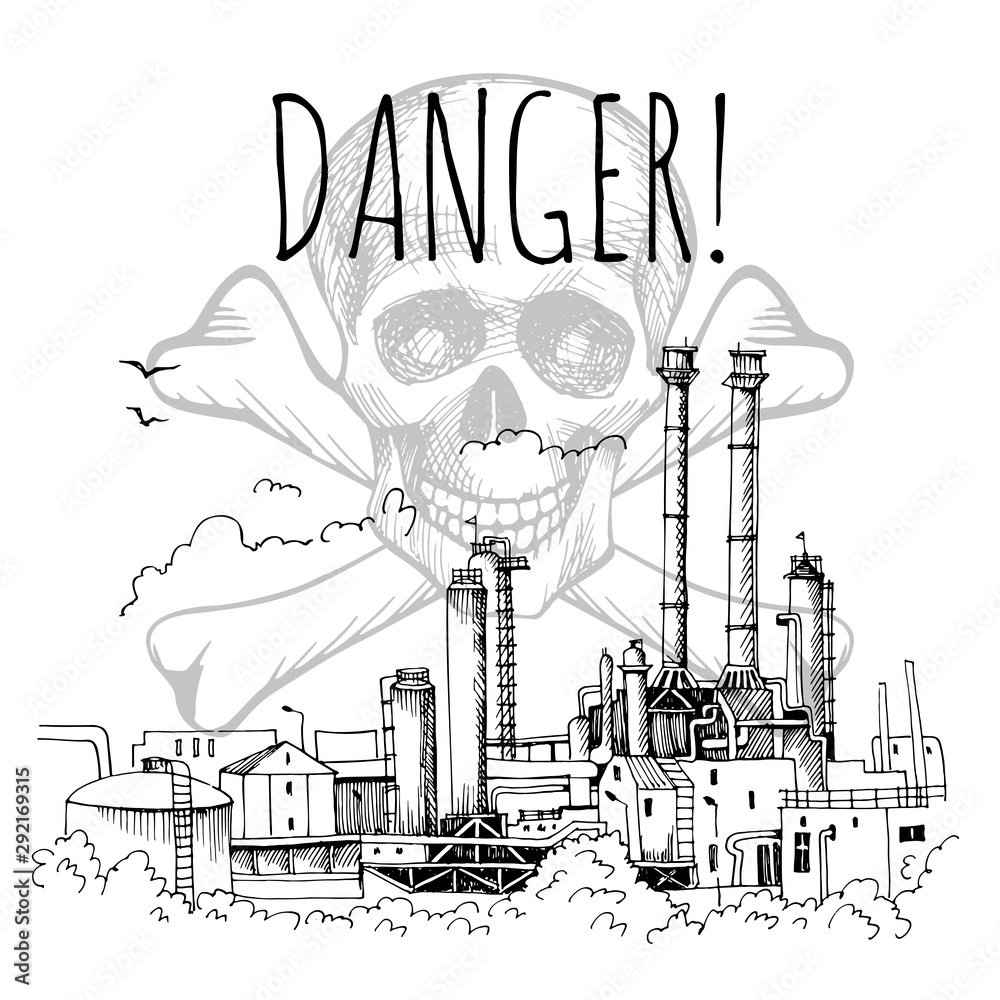 Ecological catastrophy. Eco-fascism. Chemical plant, the production of ...