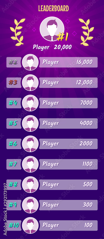 Vetor de Championship leaderboard with gold laurel branches on a ...