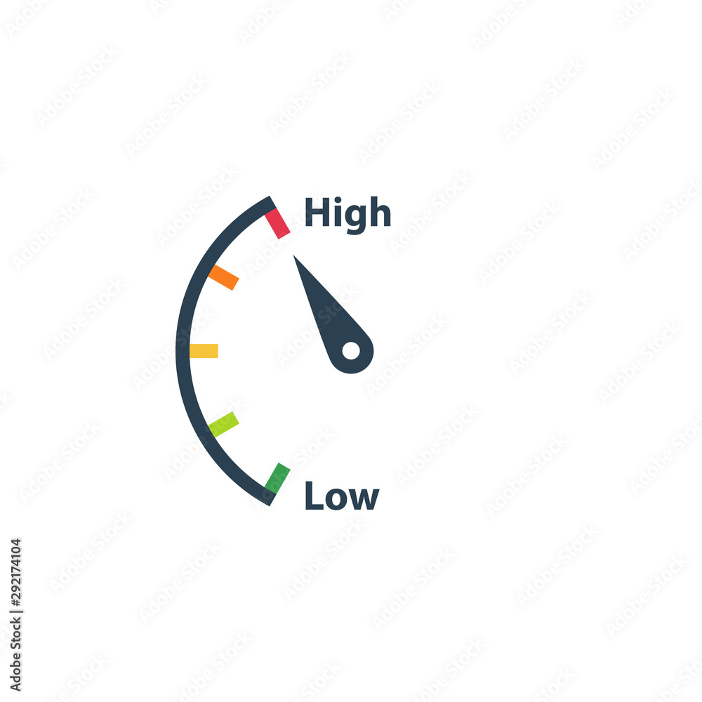 High low risk gauge icon. Clipart image isolated on white background ...