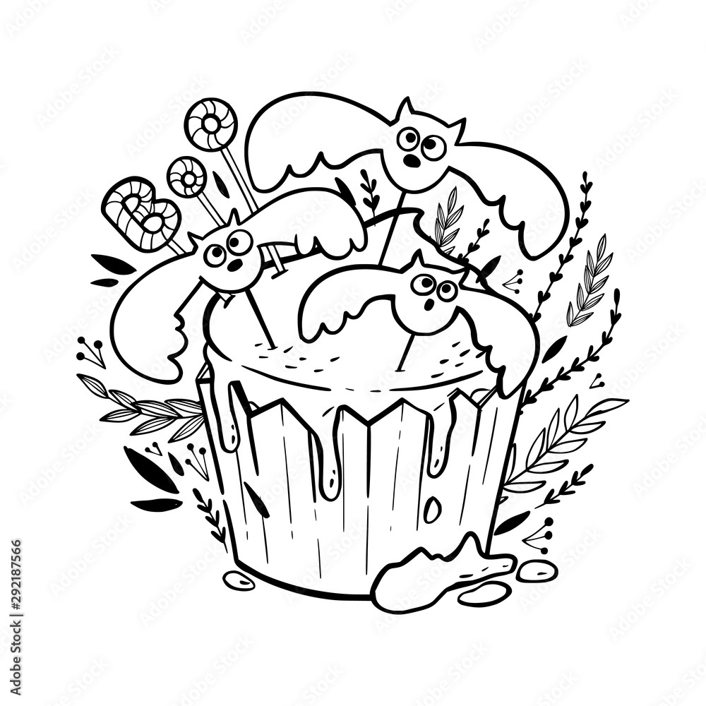 Halloween Cupcakes Coloring Pages