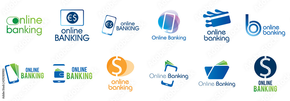 Vector logo for online Bank and online transfers Stock Vector | Adobe Stock