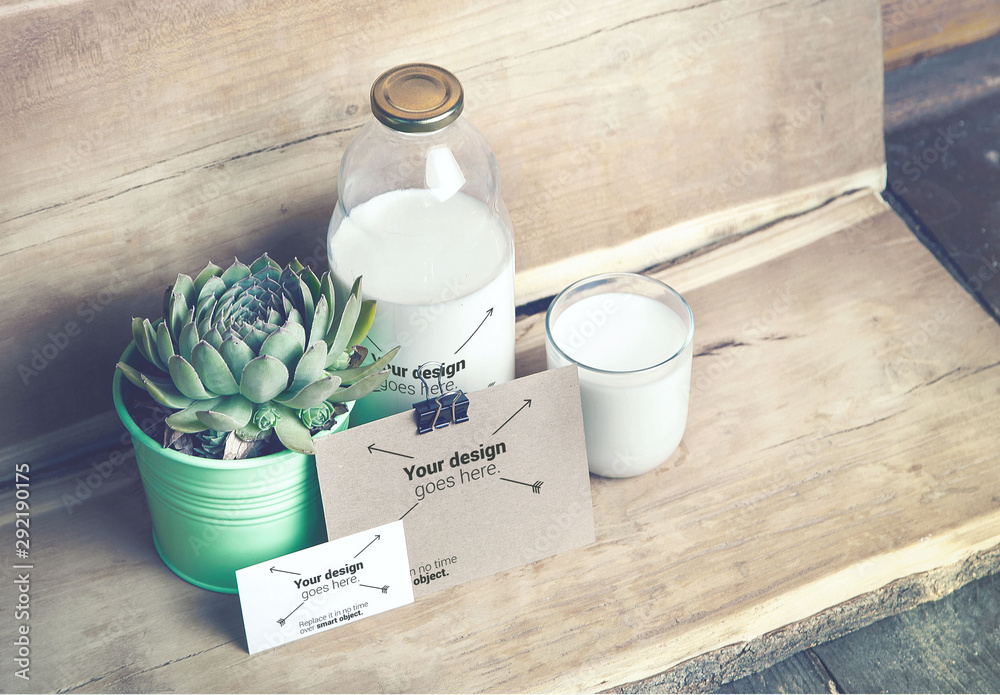 Milk and Cards Mockup Stock Template | Adobe Stock