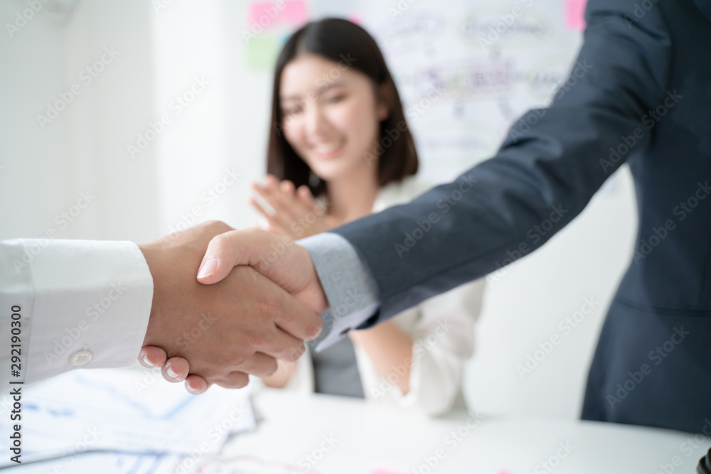 Teamwork,partnership and Social connection in business join hand together,Finishing up a meeting ...