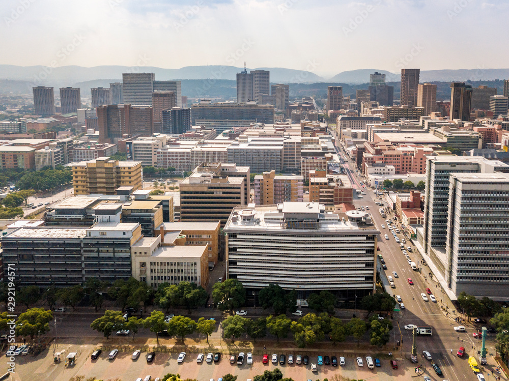 Aerial view of Pretoria downtown, capital city of South Africa Stock ...