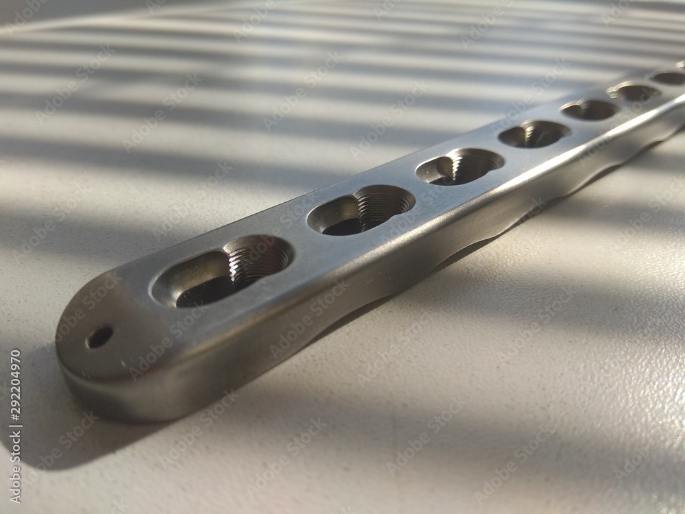 Surgical plate for osteosintesis in case of bone fracture Stock Photo ...