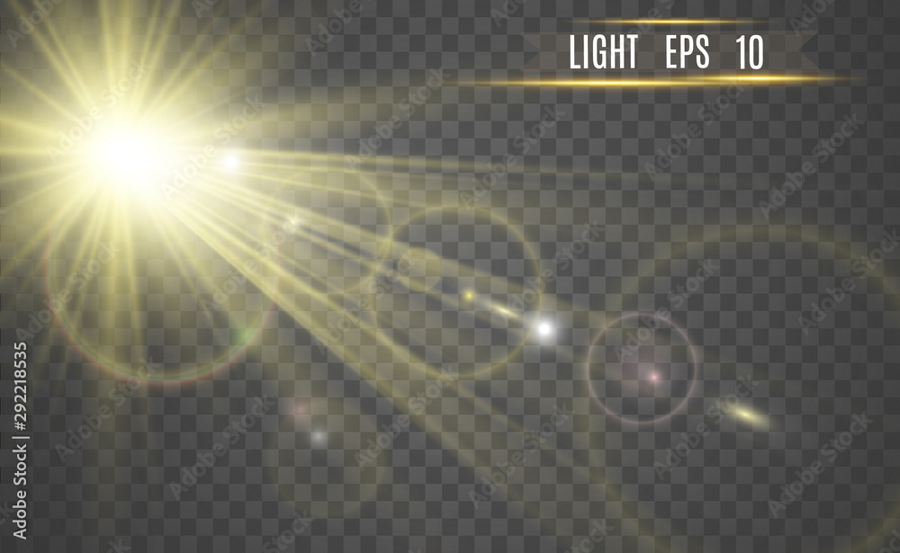 Special lens flash, light effect. The flash flashes rays and ...