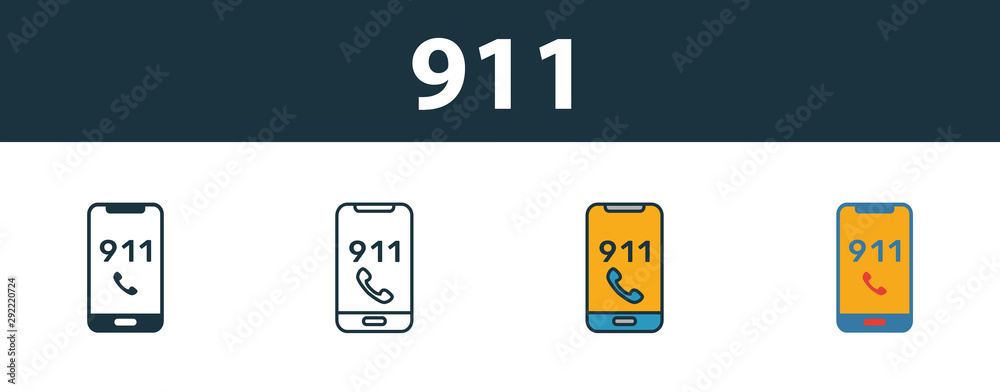 911 icon set. Premium symbol in different styles from fire safety icons ...