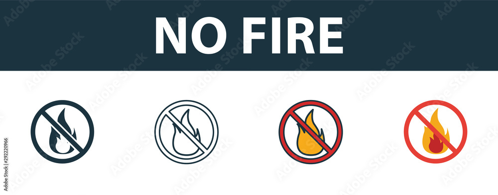 No Fire icon set. Premium symbol in different styles from fire safety ...