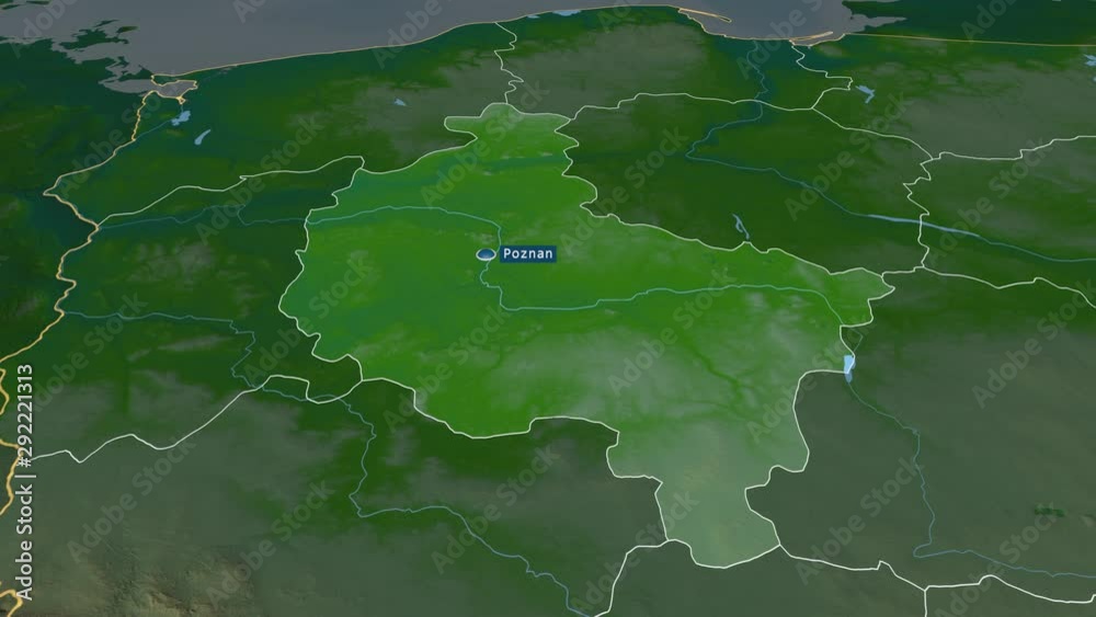 Greater Poland - voivodeship of Poland with its capital zoomed on the ...