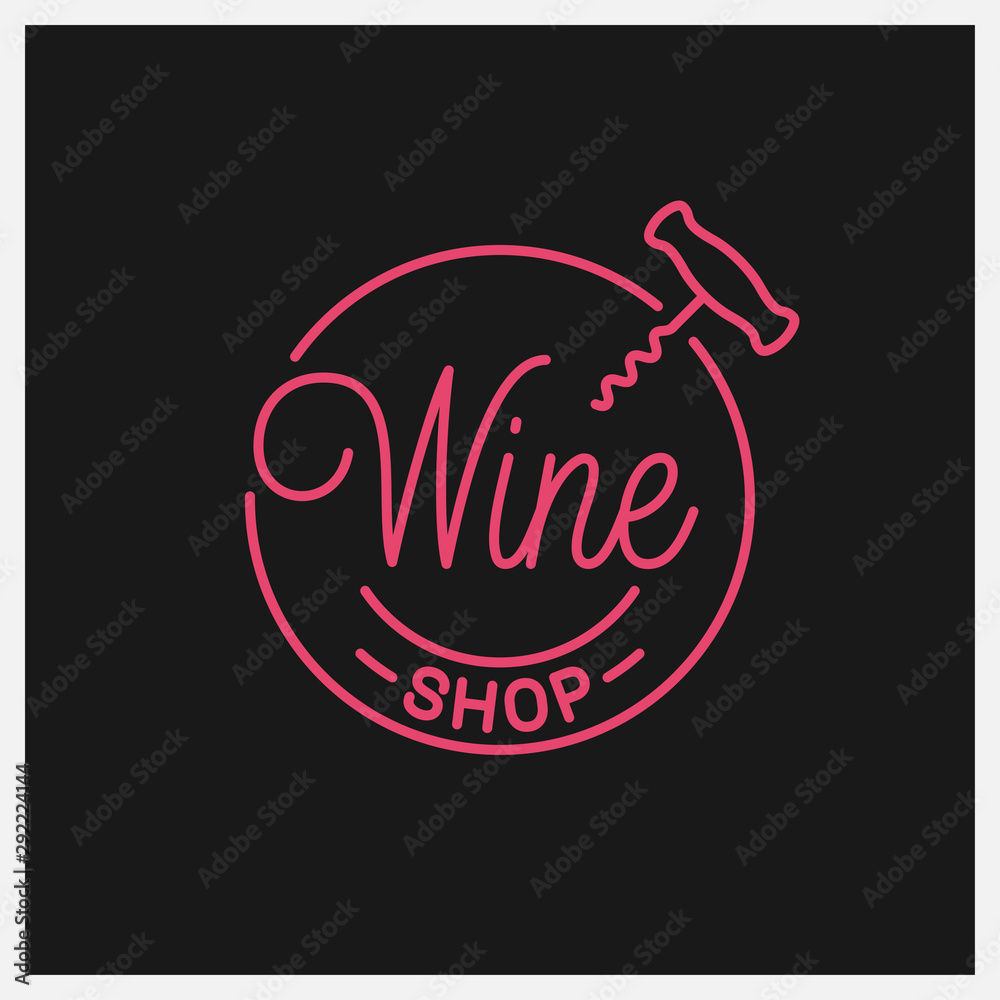 Wine shop logo. Round linear logo of wine store Stock Vector | Adobe Stock