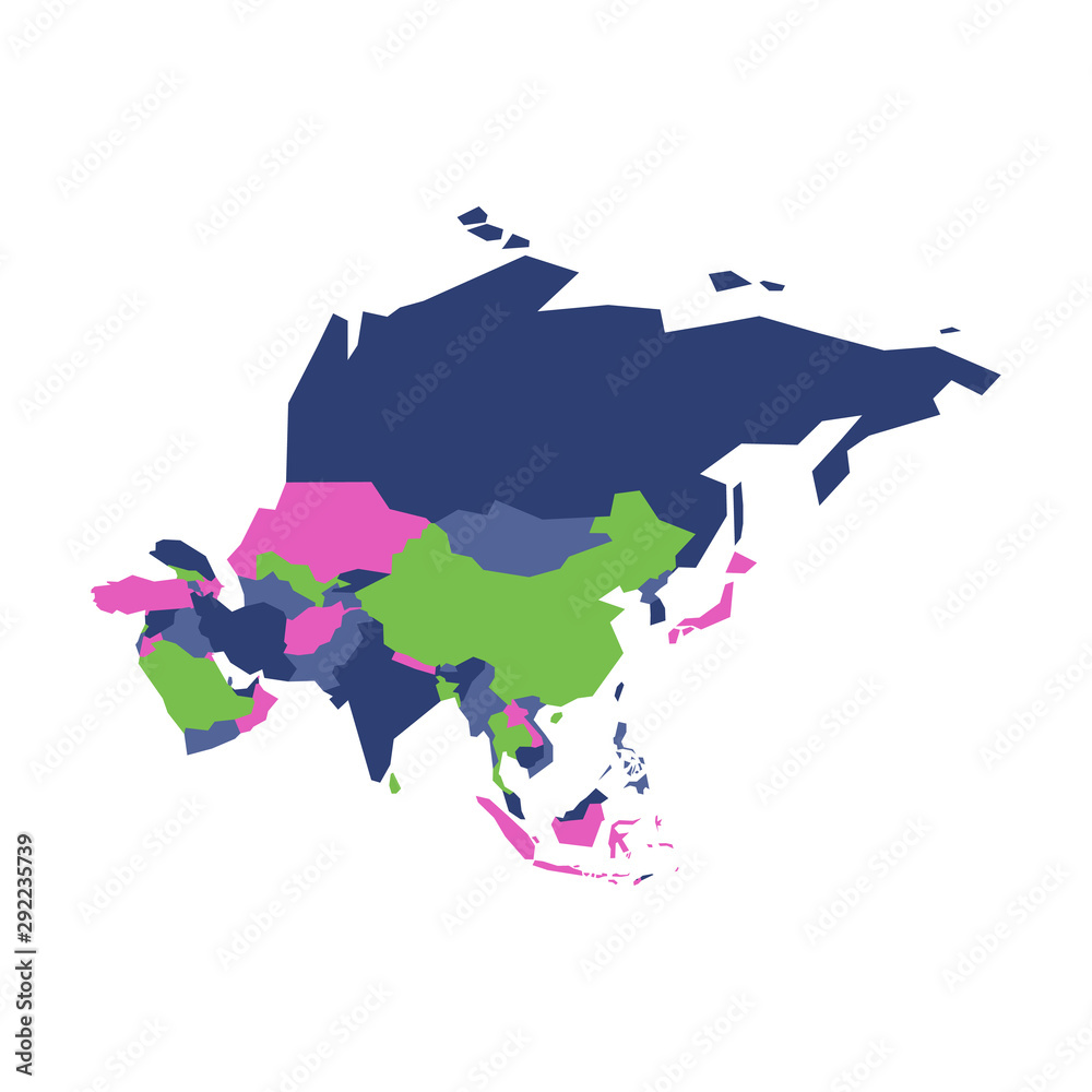 Very simplified infographical political map of Asia. Simple geometric ...