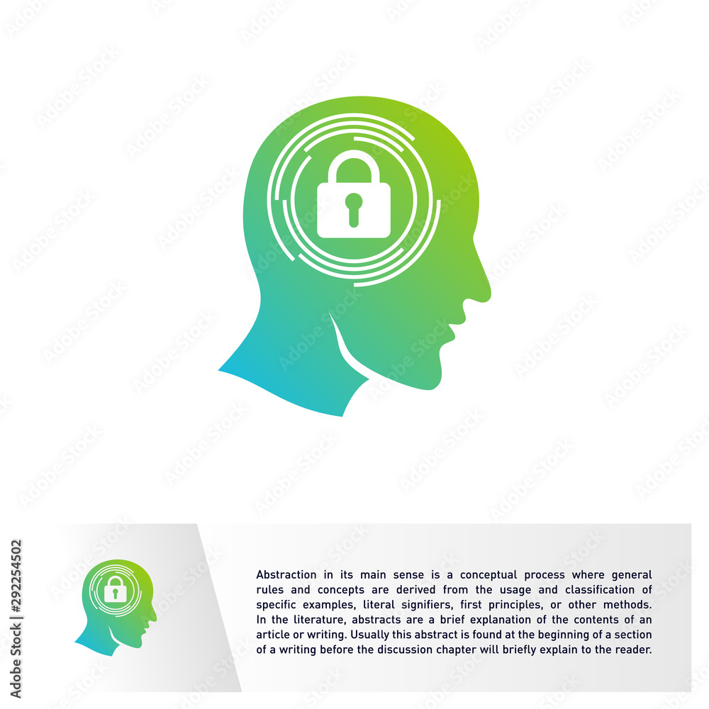 Head People with Key Logo Vector Template. Brain, Creative mind With ...