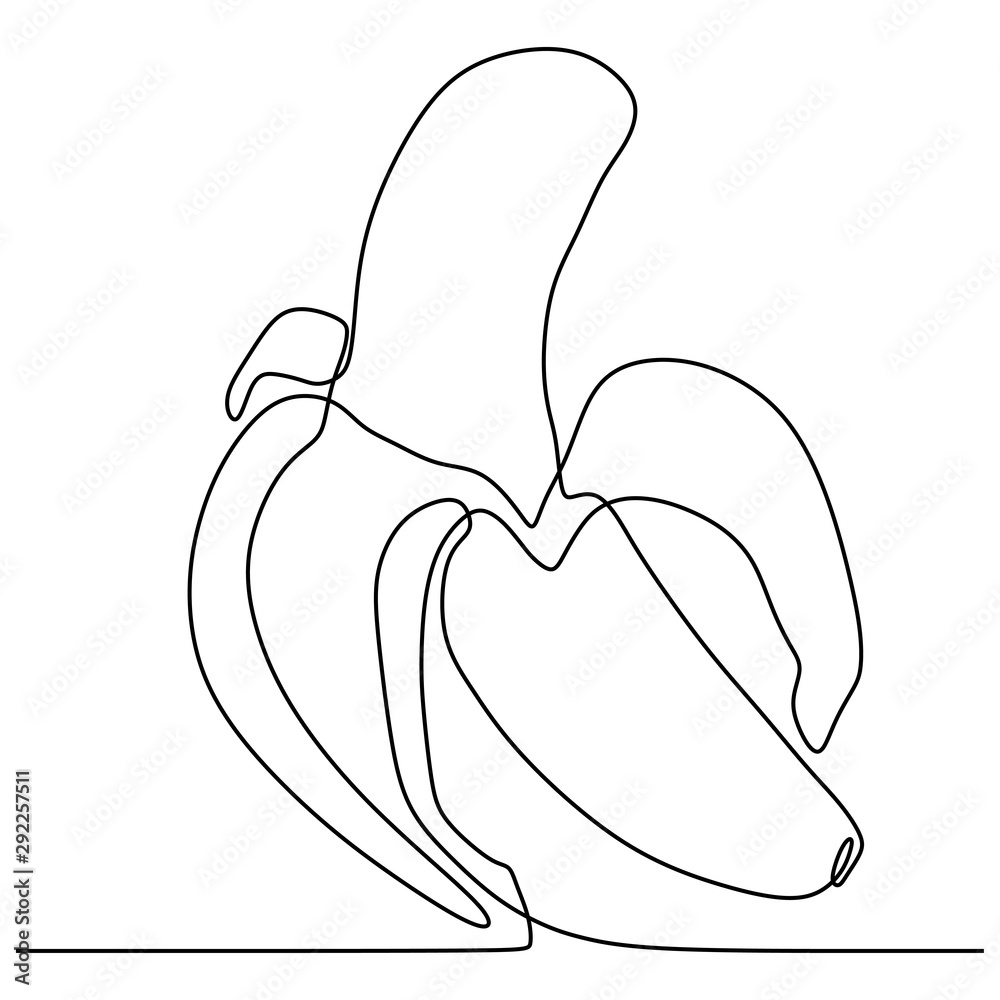 Single line drawing of banana fruit minimalism design vector ...