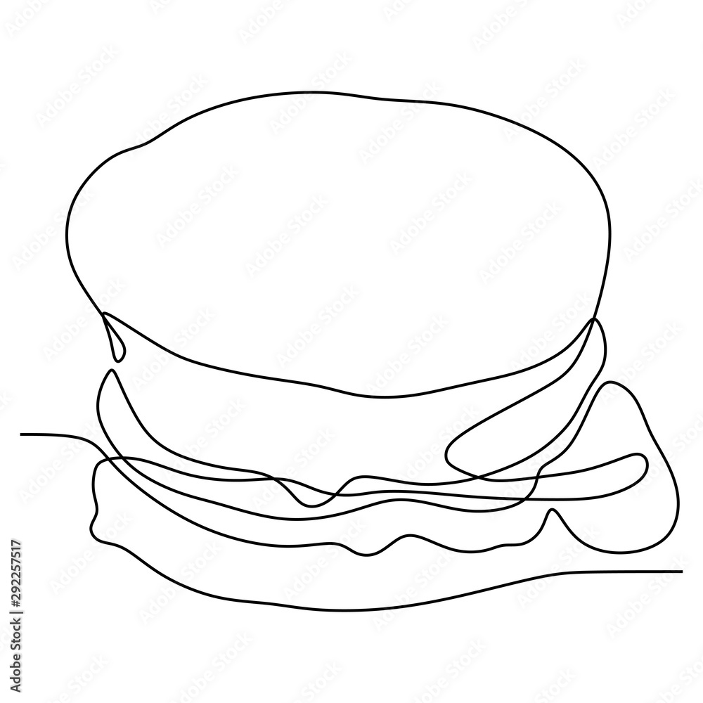 one line drawing of burger food minimalism design vector illustration ...