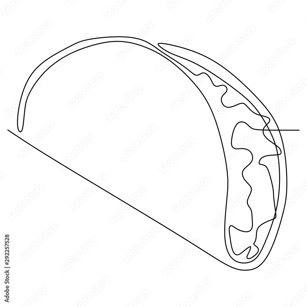 Continuous line drawing of Taco food minimalism design vector ...