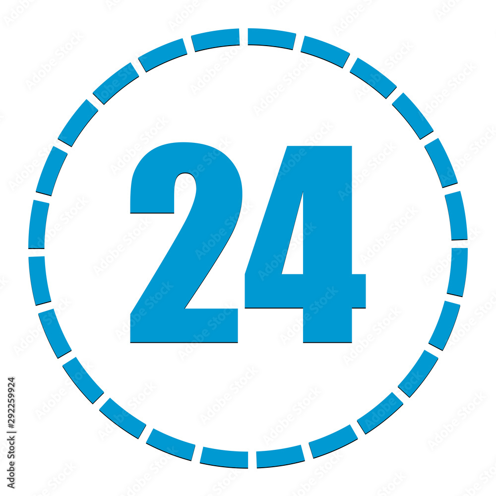 1-24 sectioned indicator circular chart, graph. Circle with 24 segments ...