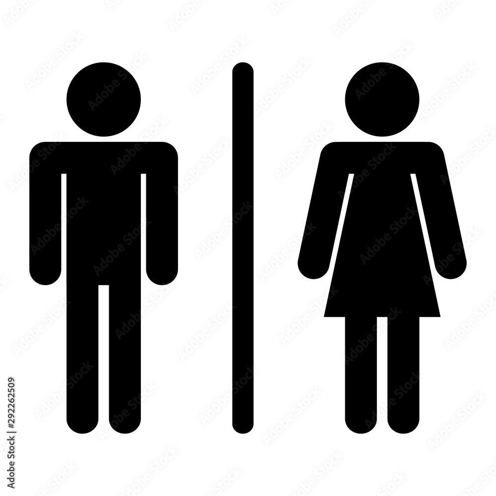 Male Female Toilet Restroom Sign Logo Black Silhouette Stock Vector