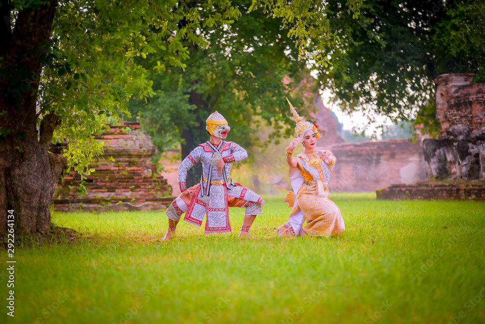 Khon is art culture Thailand Dancing in masked Hanuman and ...
