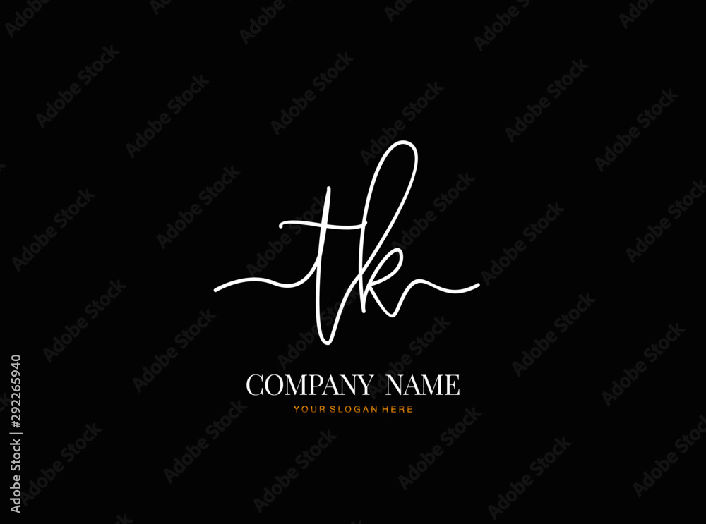 T K TK Initial handwriting logo design with circle. Beautyful design ...