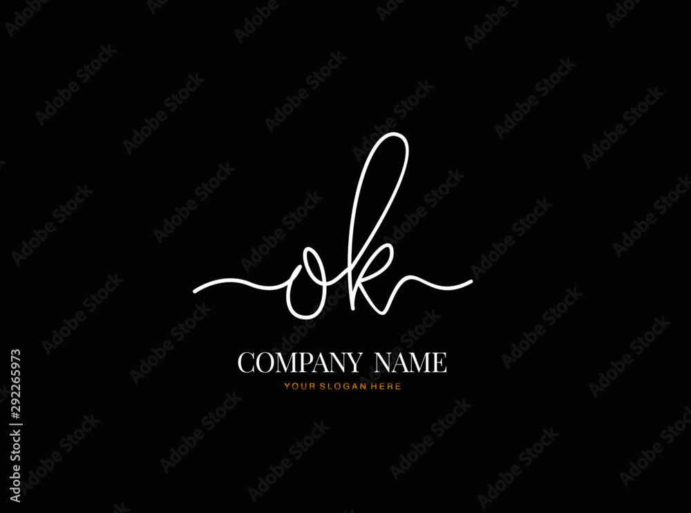 O K OK Initial handwriting logo design with circle. Beautyful design ...