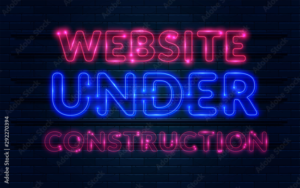 website under construction Neon Sign Vector, design element, light ...