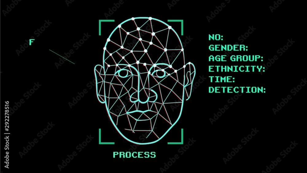 2d Animation motion graphic low polygon mesh of a male human AI face ...