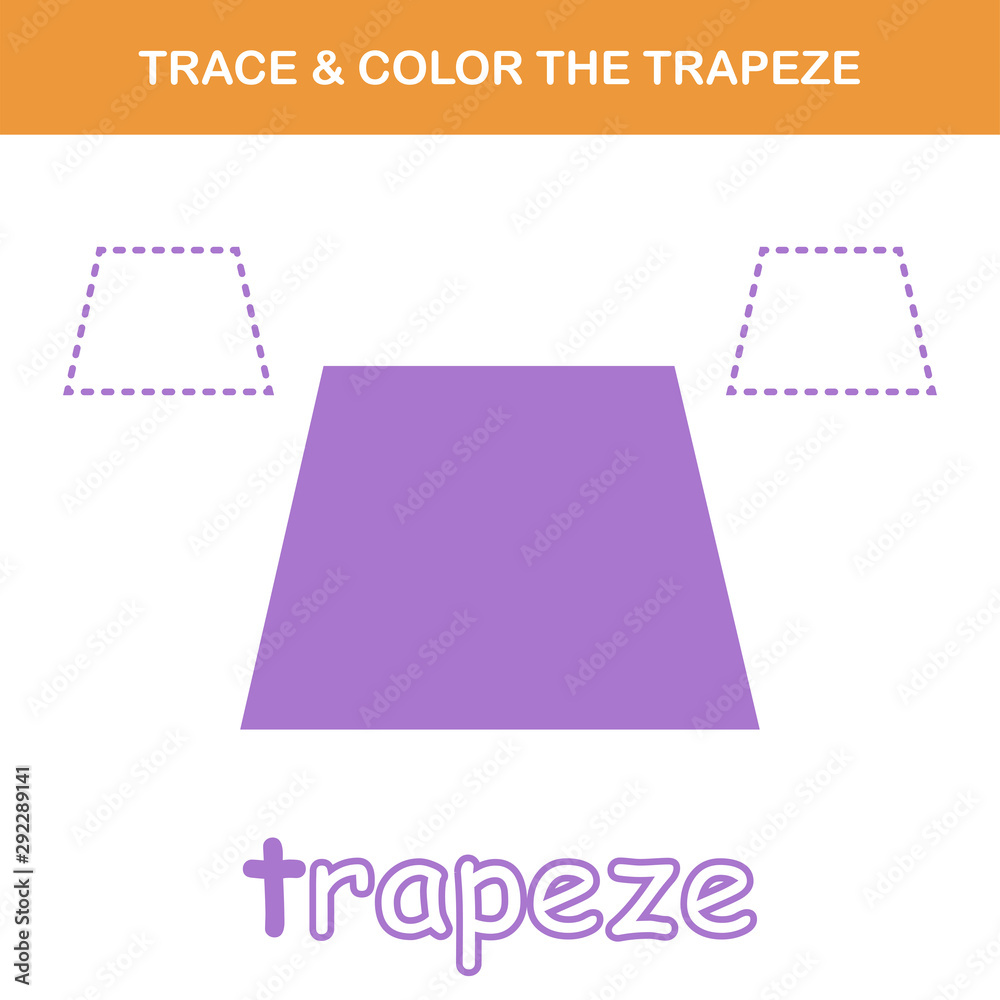 Trace & color shape worksheet. Easy worksheet, for children in ...