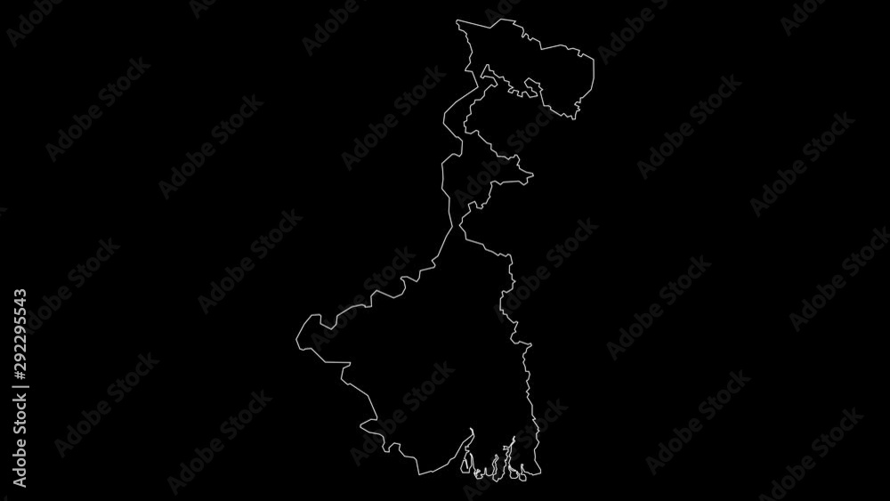 West Bengal India state map outline animation Stock Video | Adobe Stock