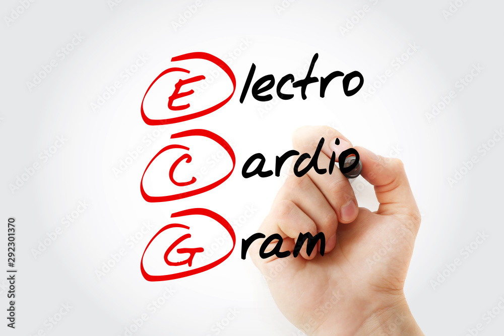 ECG - electrocardiogram acronym with marker, concept background Stock ...