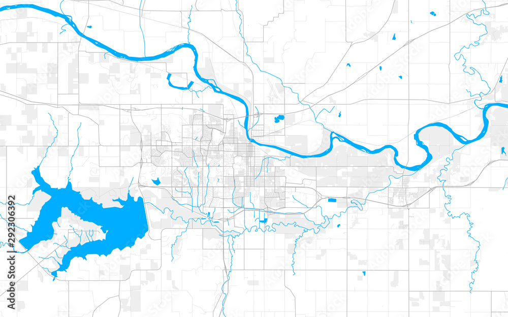 Rich detailed vector map of Lawrence, Kansas, USA Stock Vector | Adobe ...