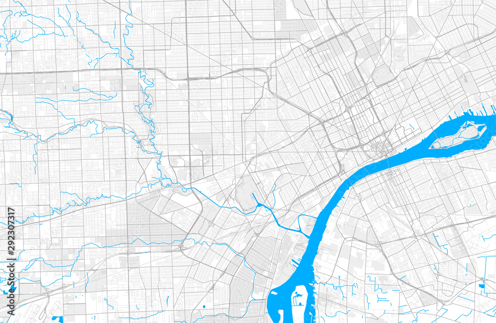 Rich detailed vector map of Dearborn, Michigan, USA Stock Vector ...
