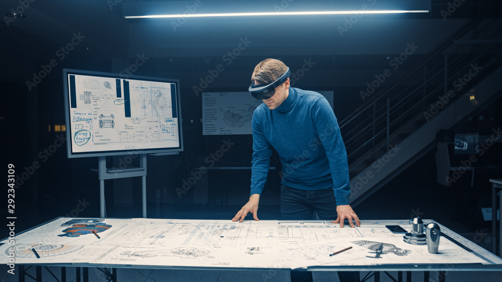 Software Development Engineer Wearing Virtual Reality Headset Gestures ...