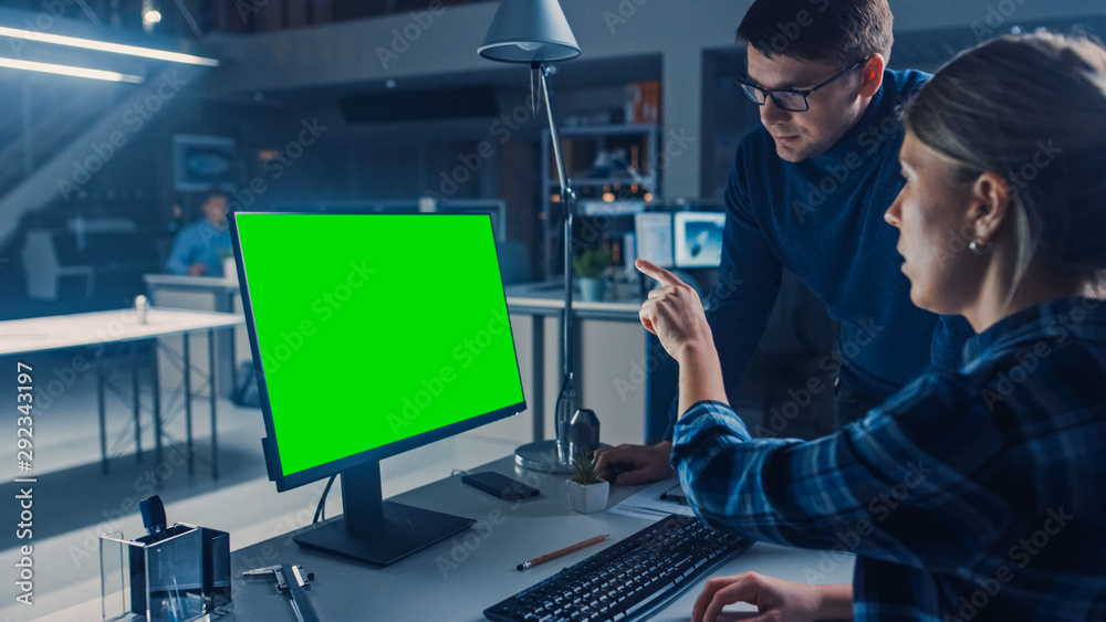 Engineer Working on Desktop Computer, Screen Showing CAD Software with ...