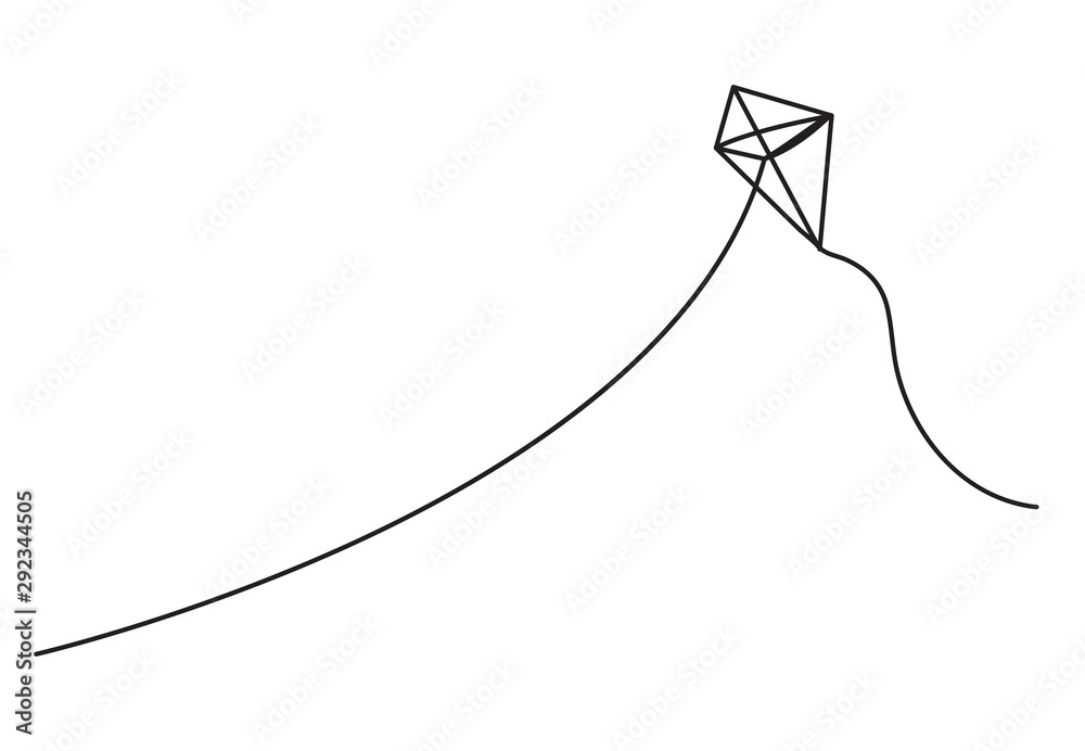 Continuous line drawing Flying kite, Stock Vector | Adobe Stock