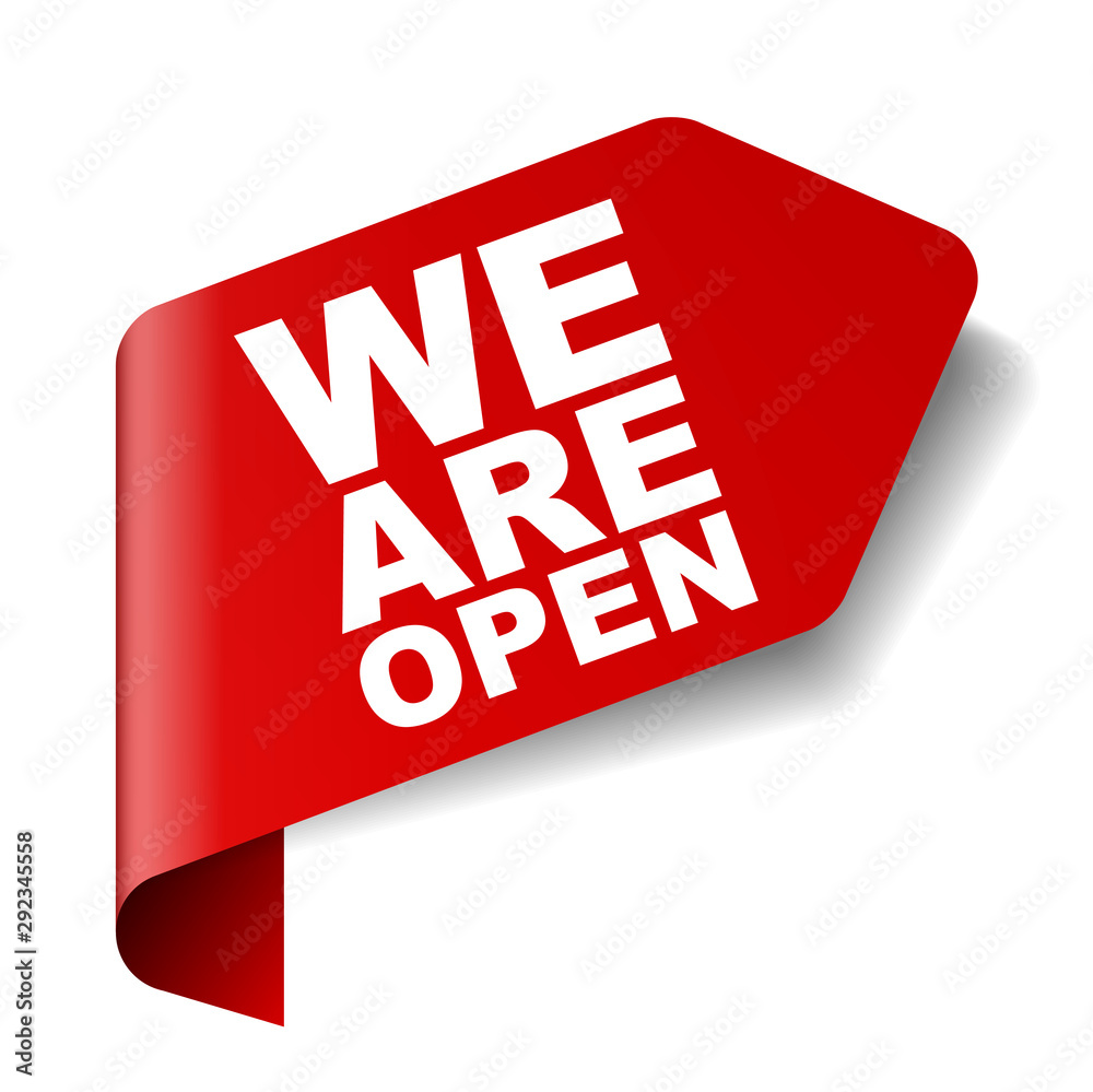 red vector banner we are open Stock Vector | Adobe Stock