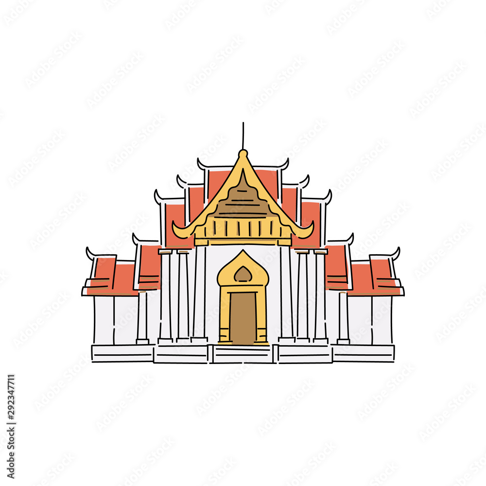 Buddhist temple or palace, asian pagoda vector cartoon illustration ...