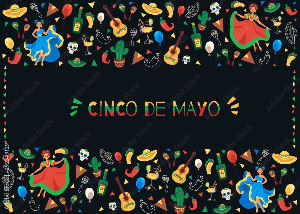 Cinco de mayo - greeting card template for Mexican national holiday ...