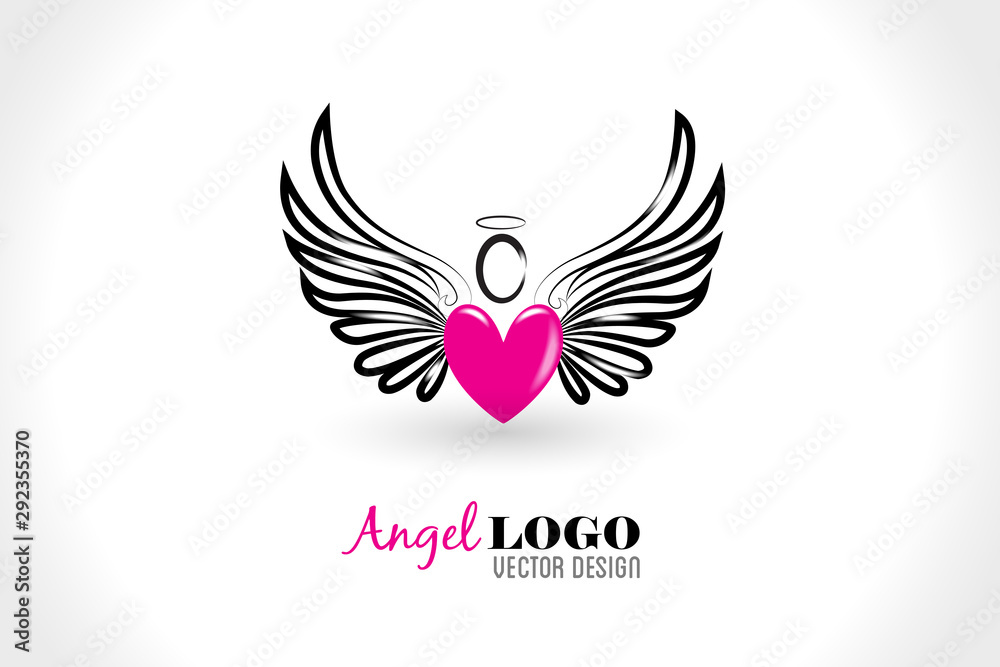 Angel love heart logo vector image Stock Vector | Adobe Stock