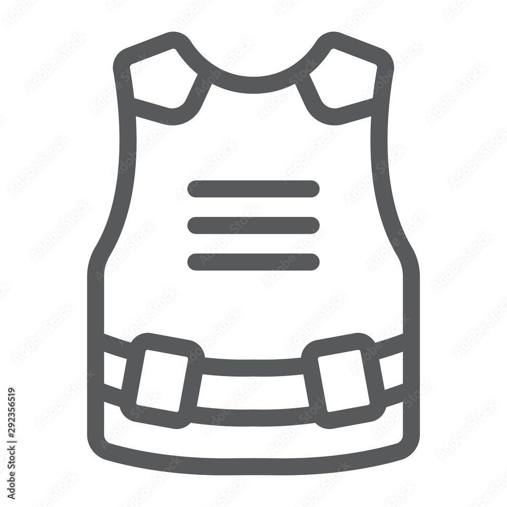 Body armor line icon, army and military, bulletproof vest sign, vector ...