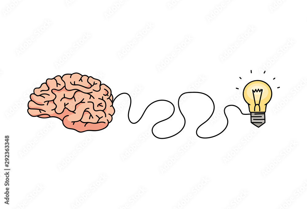 Cartoon Brain With Lightbulb